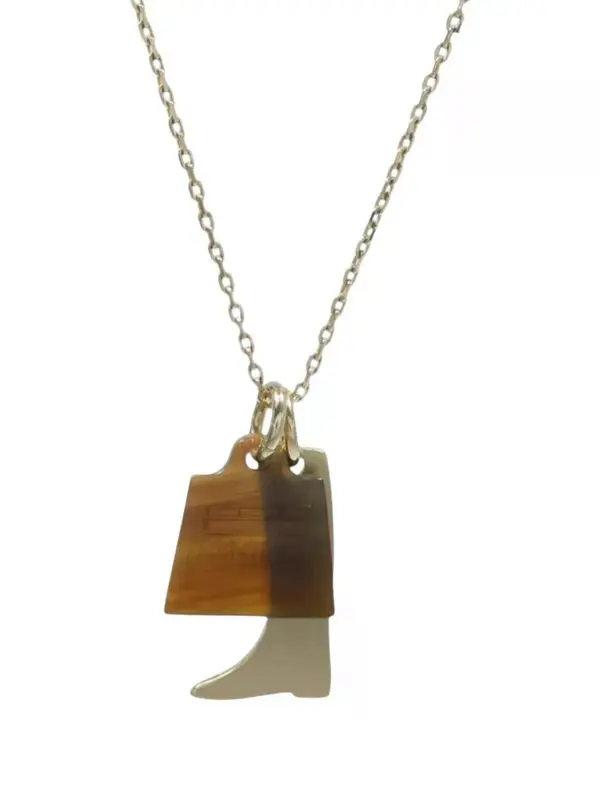 Hermès Amulette Maroquinier Horn And Metal Necklace - Silver
