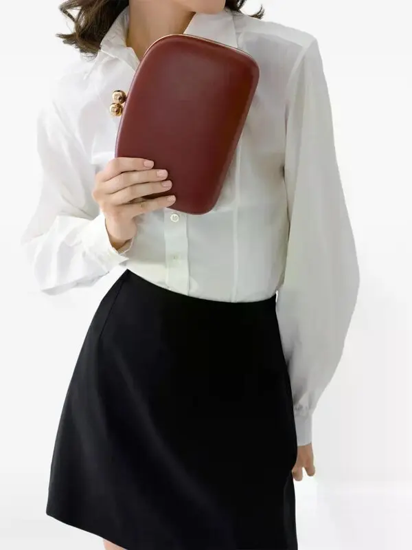 Carolina Herrera Vega Leather Clutch Bag - Red