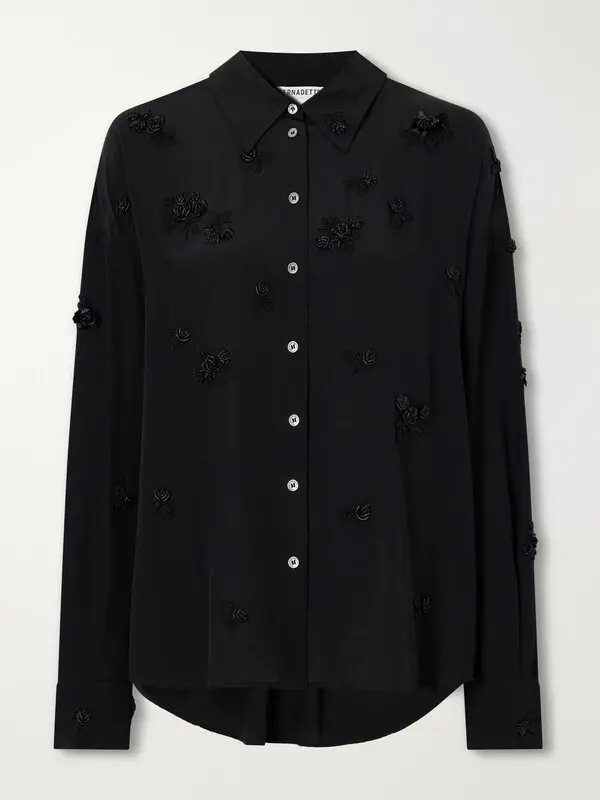 Bernadette Everett Floral-embellished Silk Shirt