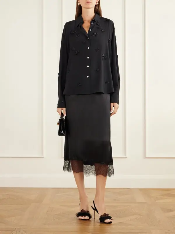 Bernadette Everett Floral-embellished Silk Shirt