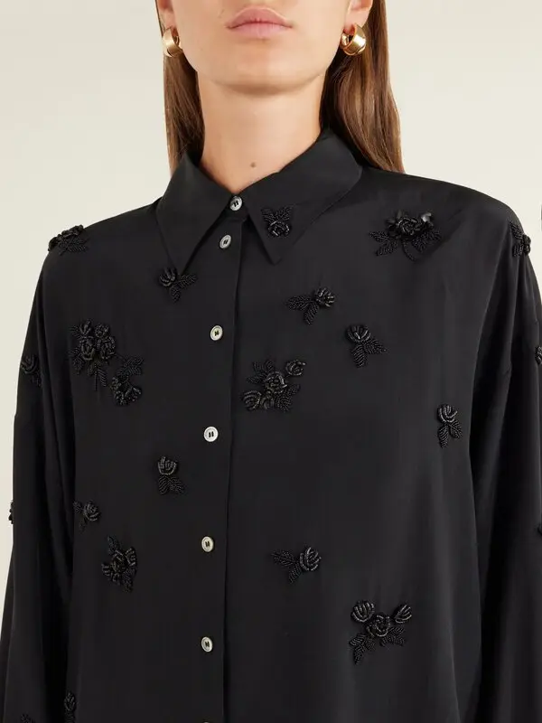 Bernadette Everett Floral-embellished Silk Shirt