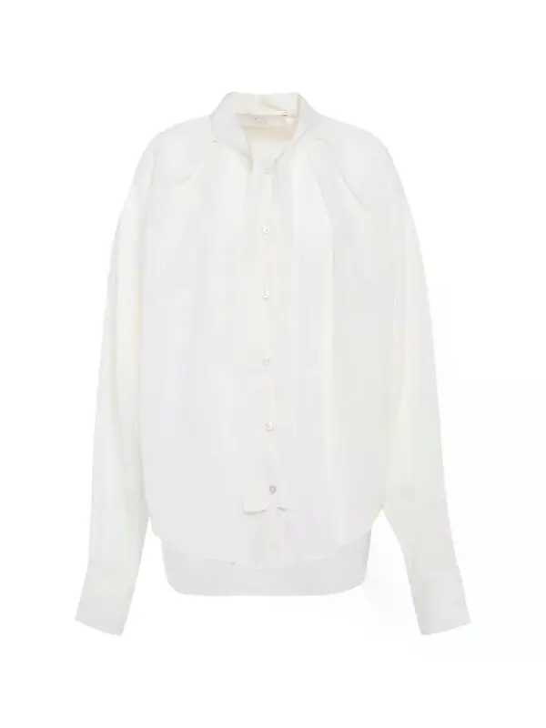 TELA Pleated Long-sleeve Blouse - White