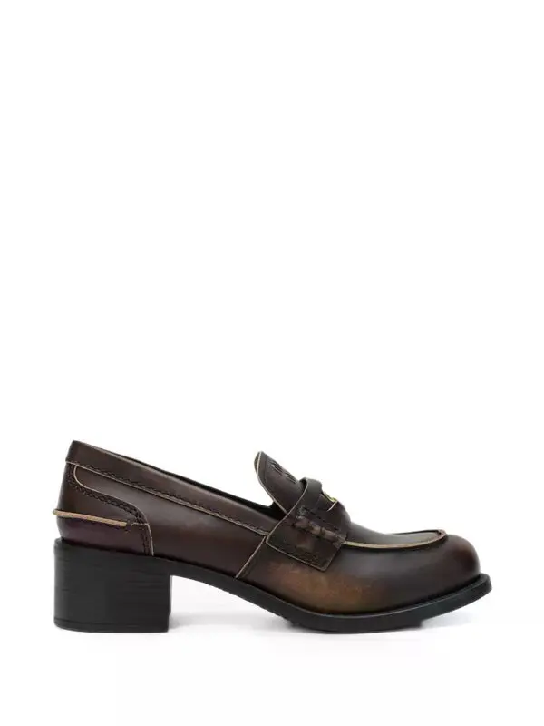 Miu Miu Decò Calf Leather Loafers - Brown
