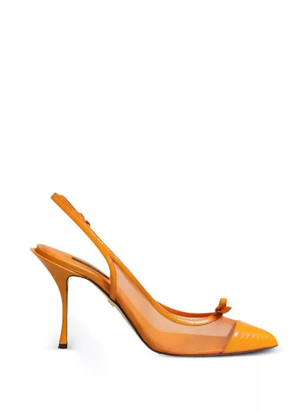 Dolce & Gabbana Bow-detail Mesh Slingback Pumps - Orange