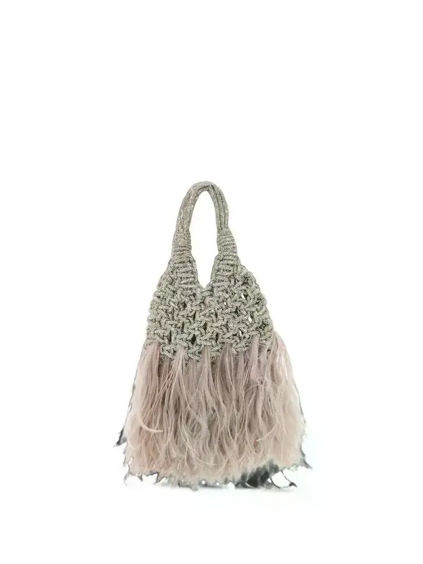 HIBOURAMA Mini Vannifique Plumes Tote Bag - Silver