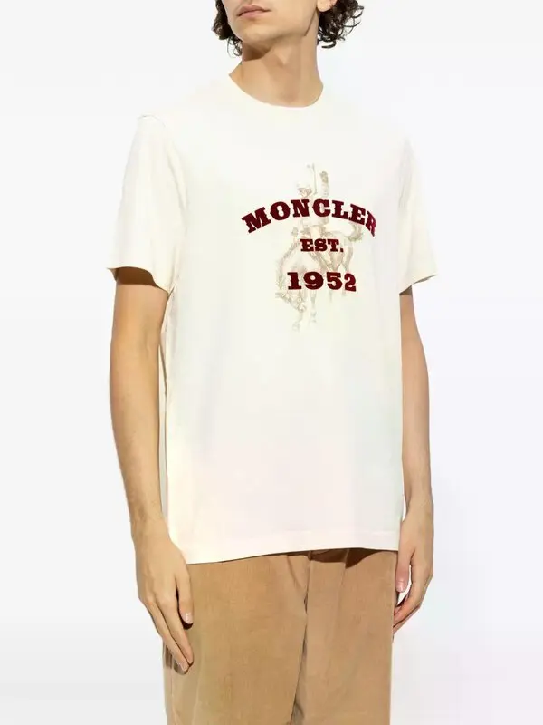 Moncler Logo-print Cotton T-shirt - Neutrals