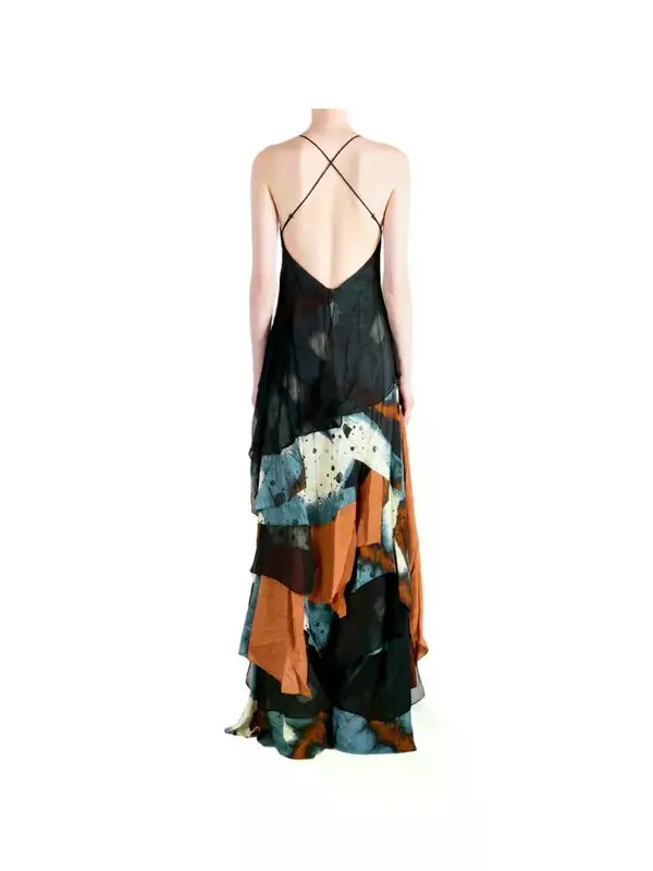 YANGKEHAN Floral-print Tiered Maxi Dress