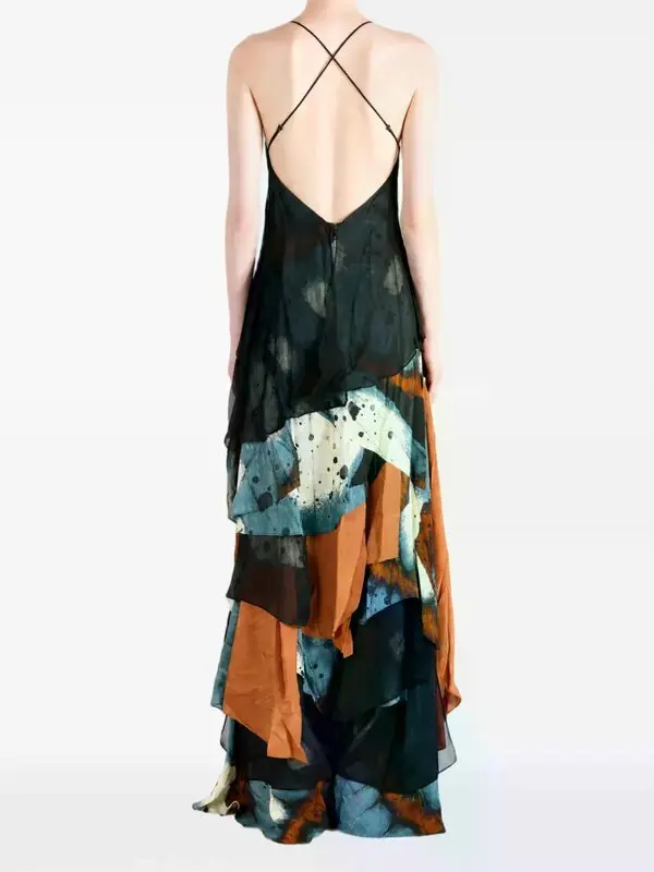 YANGKEHAN Floral-print Tiered Maxi Dress - Black