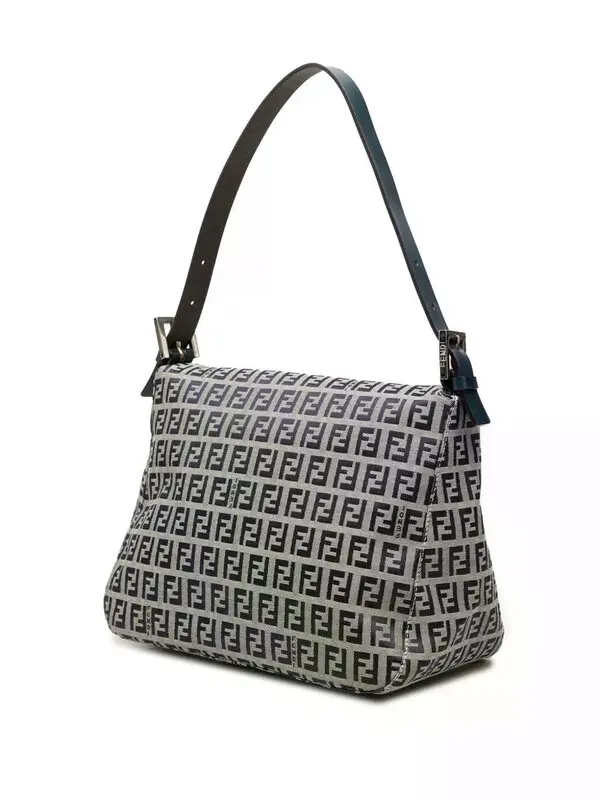 Fendi 2000-2010 Zucchino Canvas Double Flap Mamma Shoulder Bag