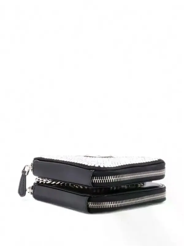 Prada Triangle Double Pouch Crystal Embellished Satin Mini Crossbody Bag