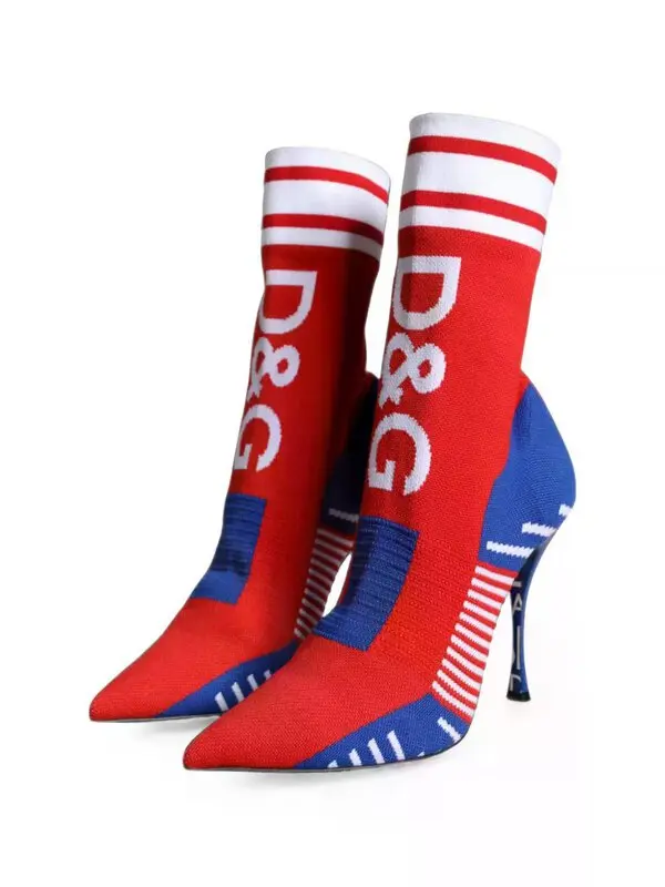 Dolce & Gabbana Logo-knit Sock Ankle Boots