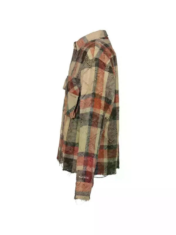 MLVINCE Distressed Check Shirt