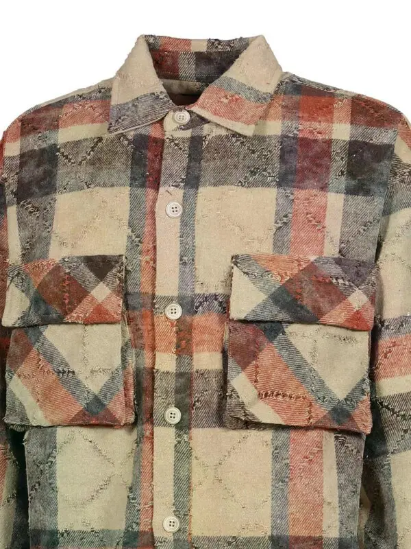 MLVINCE Distressed Check Shirt