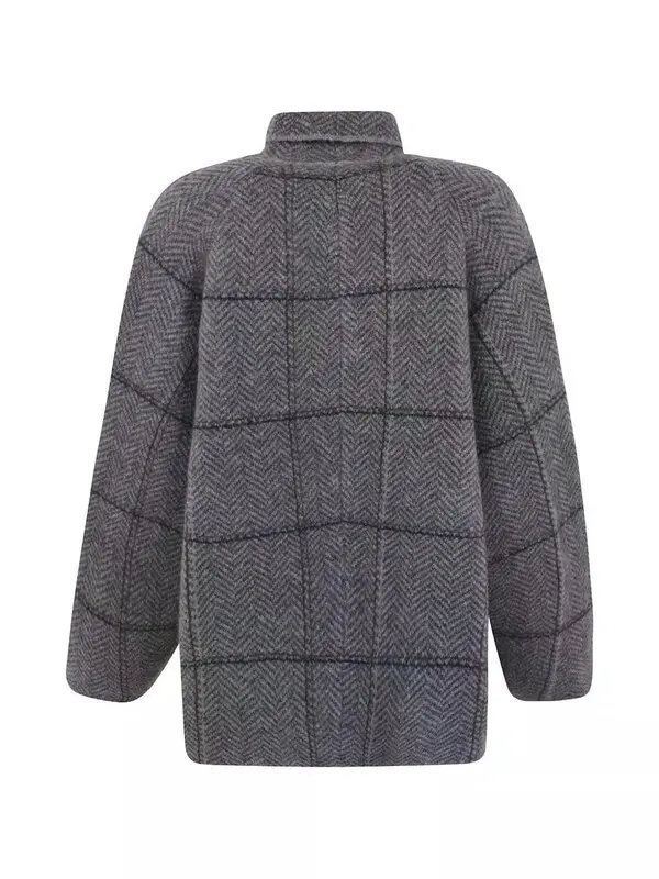 BOBOUTIC Herringbone-knit Checked Jacket - Grey