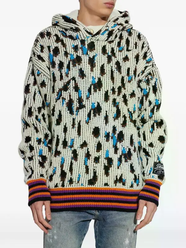 PDF Intarsia-knit Striped-trim Hoodie