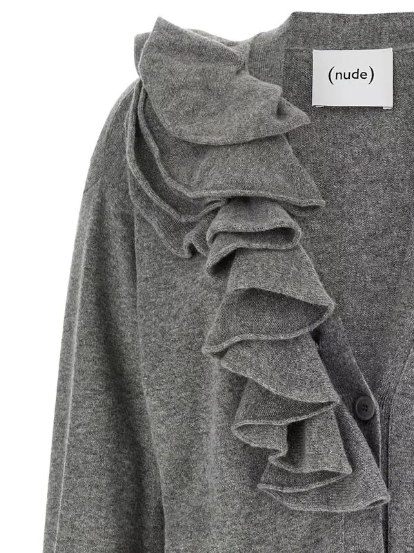 NUDE Ruffled V-neck Cardigan