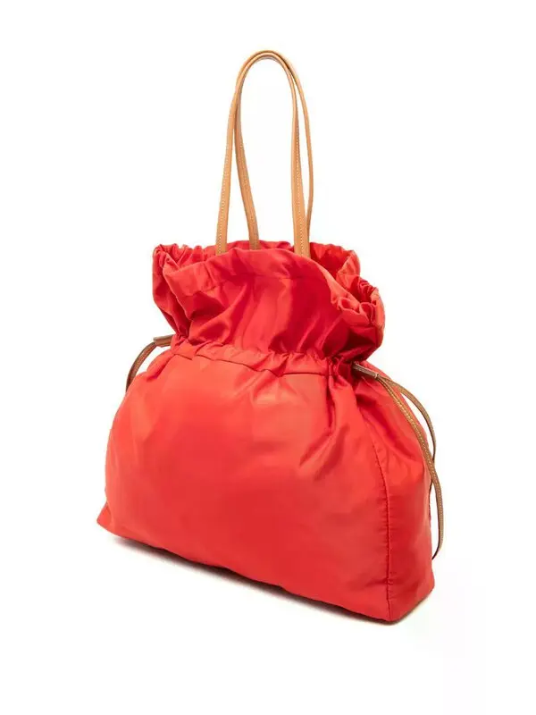 Prada 2010-2026 Tessuto Logo Drawstring Tote Bag - Red