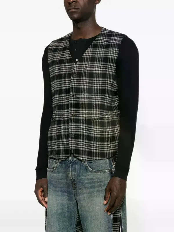 INDIVIDUAL SENTIMENTS Check-pattern Button-up Waistcoat