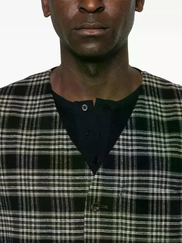 INDIVIDUAL SENTIMENTS Check-pattern Button-up Waistcoat