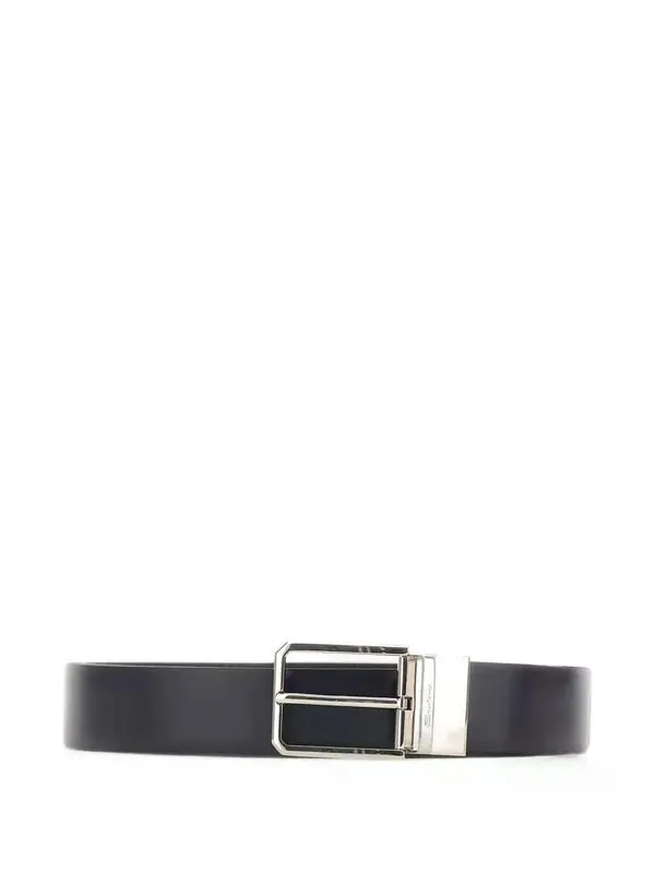 Santoni Logo Buckle Leather Belt - Blue