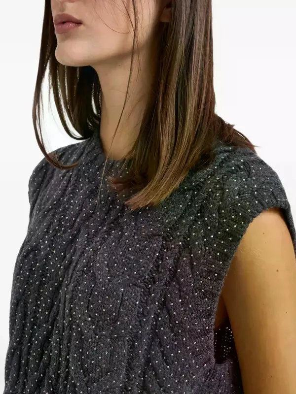 P.a.r.o.s.h Cable-knit Rhinestone-embellished Sweater