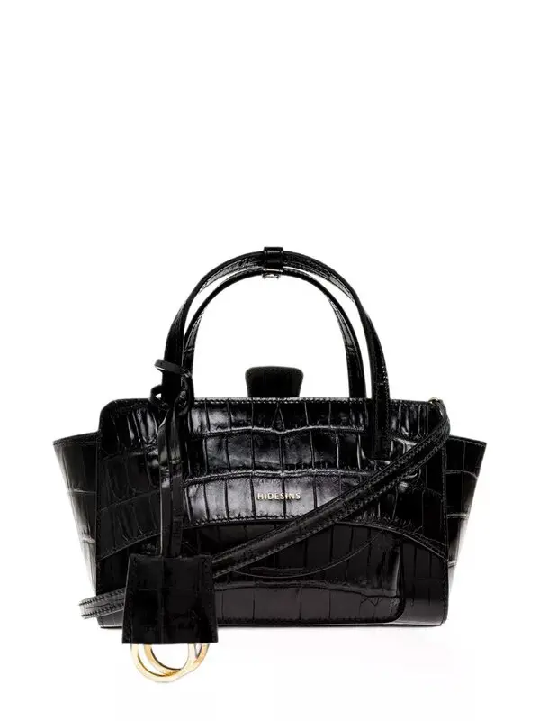 HIDESINS Flap S Crocodile-effect Leather Tote Bag - Black