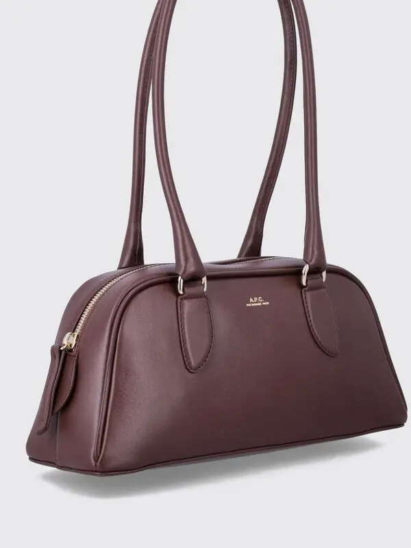 A.p.c. Paloma Cowhide Shoulder Bag With Double Handle And Laminated Logo - Burgundy