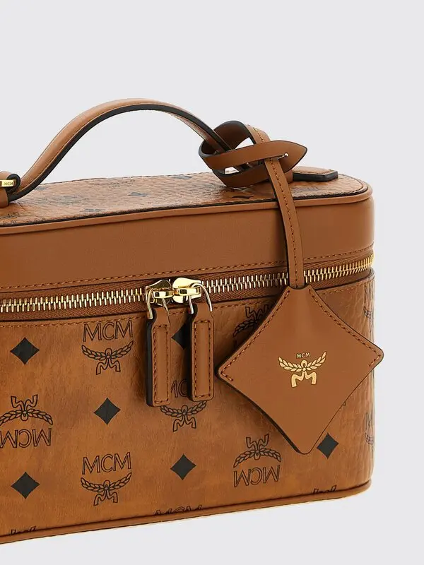 Mcm Aren Mini Handbag In Logo-print Coated Cotton With Logo Charm