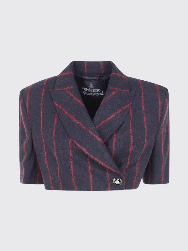 VIVIENNE WESTWOOD Cropped Double-breasted Virgin Wool Blazer With Short Sleeves