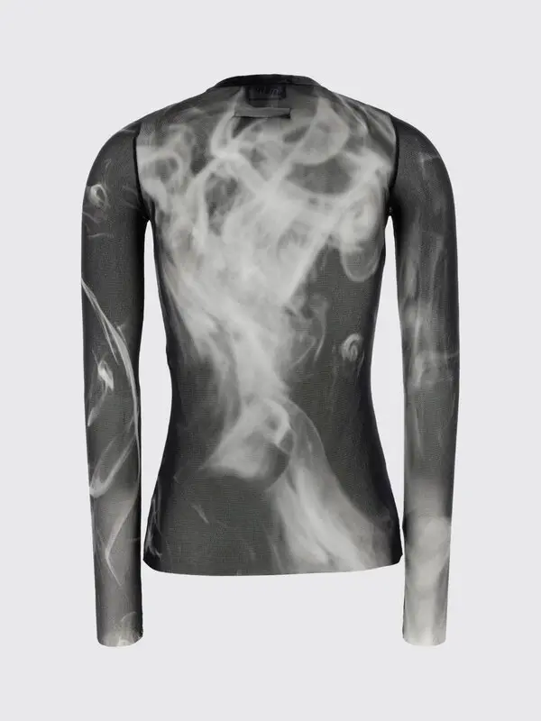 JEAN PAUL GAULTIER Slim Fit Graphic Print Top In Stretch Nylon With Long Sleeves