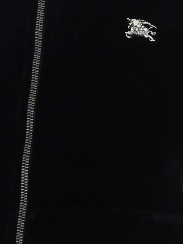Burberry Ekd Logo Velvet Zip-up Hoodie