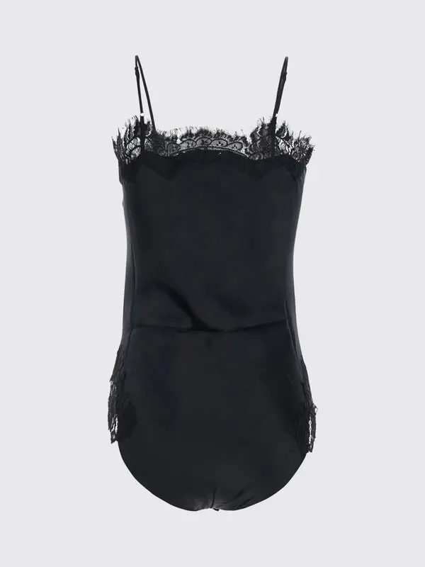 Gold Hawk V-neck Slim Fit Jersey Bodysuit With Lace Inserts