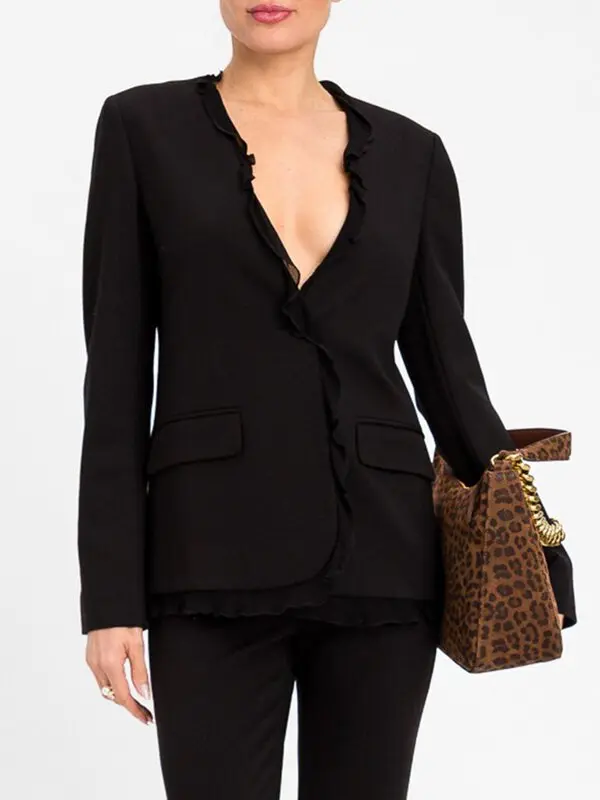 TWINSET Cropped Blazer In Viscose Blend With Concealed Fastening