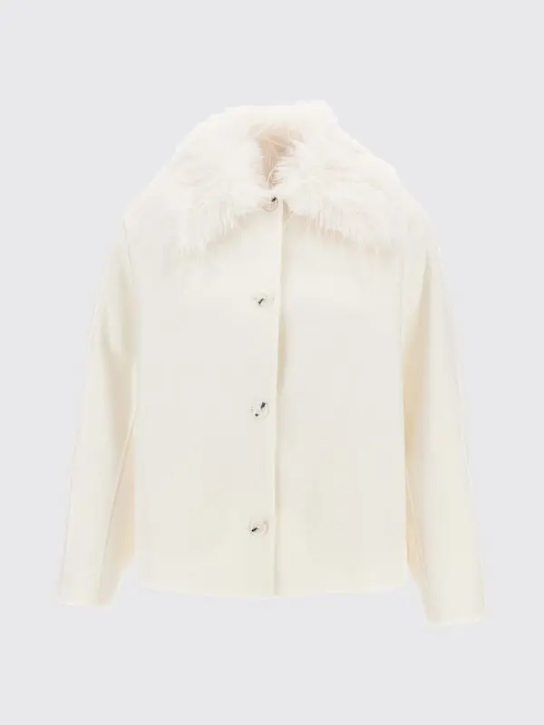Loulou De Saison Short Wool And Cashmere Coat With Fur Collar