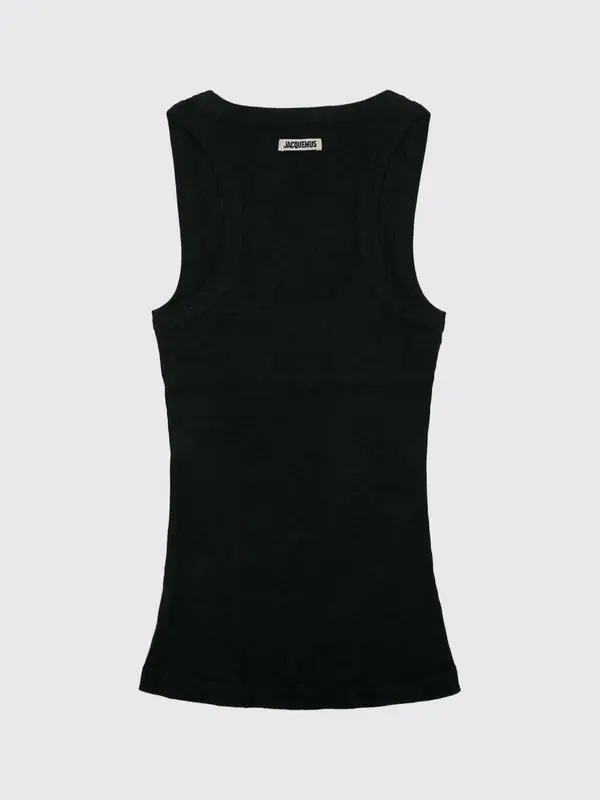 Jacquemus Slim Fit Ribbed Cotton Top With Square Neckline - Black