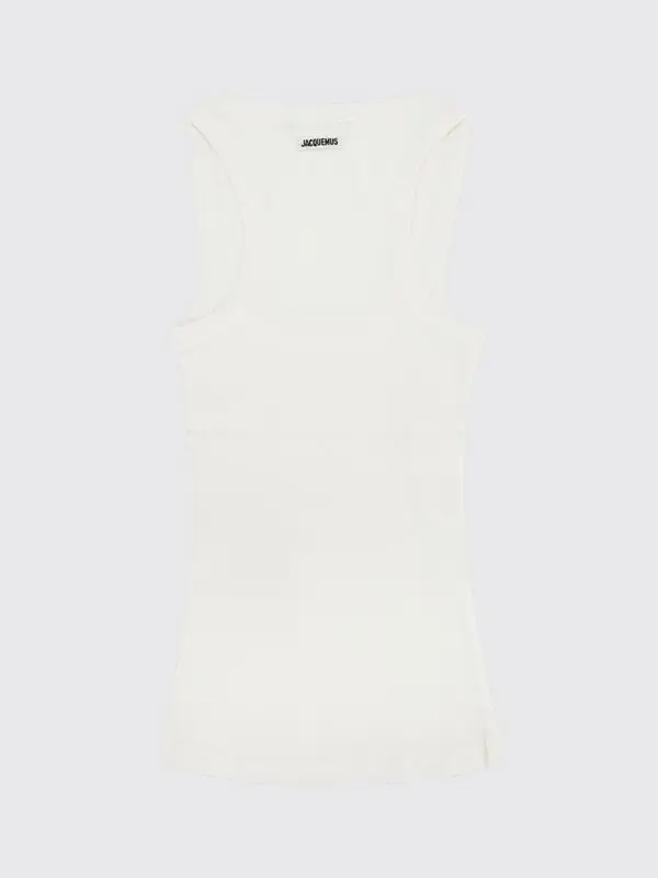 Jacquemus Slim Fit Ribbed Cotton Top With Square Neckline