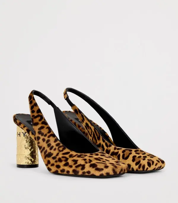Givenchy Calf Hair Leopard Print Tape Slingback Pumps 85