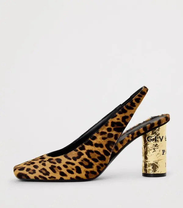 Givenchy Calf Hair Leopard Print Tape Slingback Pumps 85