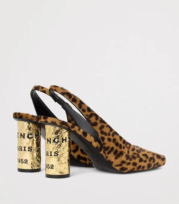 Givenchy Calf Hair Leopard Print Tape Slingback Pumps 85