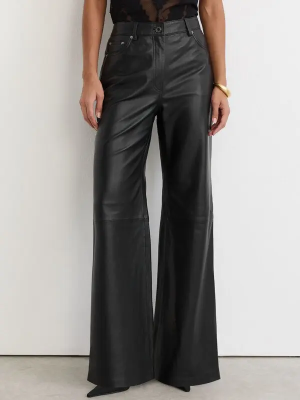 REISS Leather High-rise Wide-leg Trousers