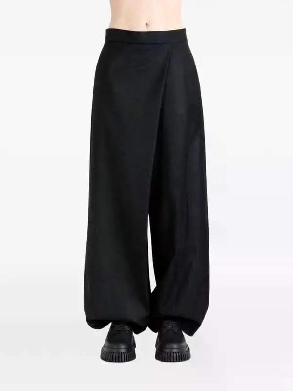 TAIGA TAKAHASHI Elasticated-cuff Wool Trousers - Black