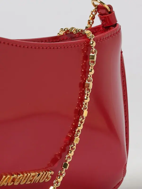 Jacquemus Le Petit Bisou Patent Leather Shoulder Bag With Chain Handle