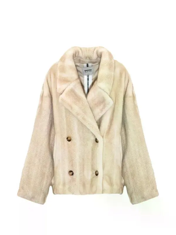 SWORD 6644 Ribbed Faux-fur Coat - Neutrals