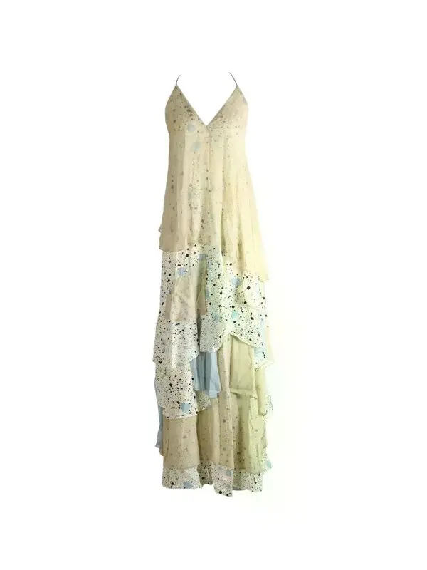 YANGKEHAN Manpow Floral-print Tiered Maxi Dress - Neutrals