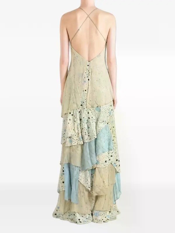 YANGKEHAN Manpow Floral-print Tiered Maxi Dress - Neutrals