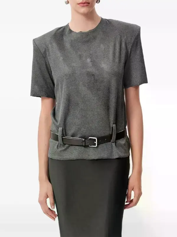 CONCEPTO Coal Padded-shoulder Belted T-shirt