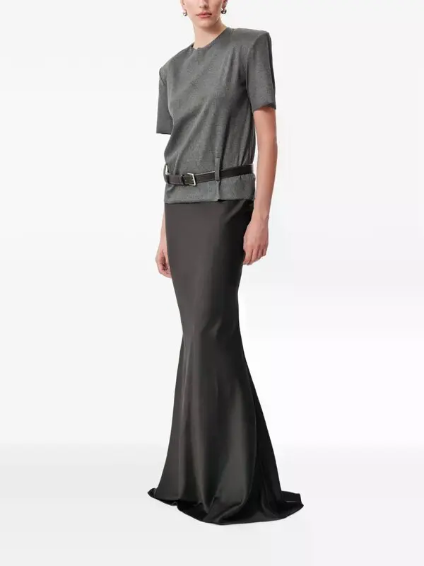 CONCEPTO Coal Padded-shoulder Belted T-shirt