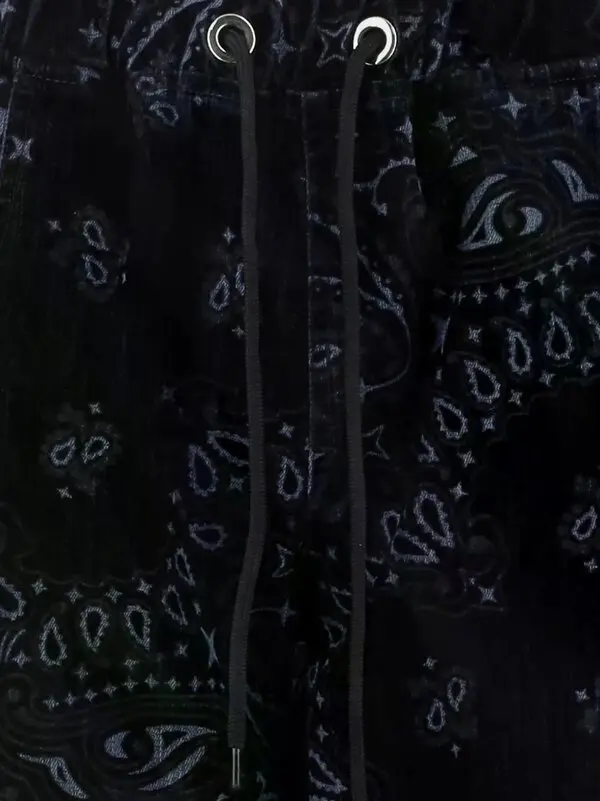 DON'T @ ME Paisley-pattern Corduroy Trousers - Black
