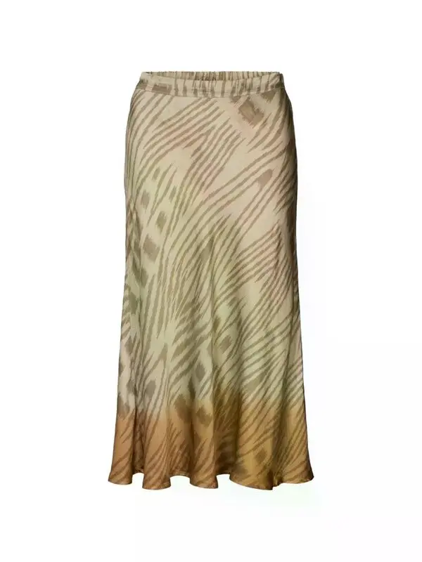 RABENS SALONER Long Ikat-print Elasticated Skirt - Brown