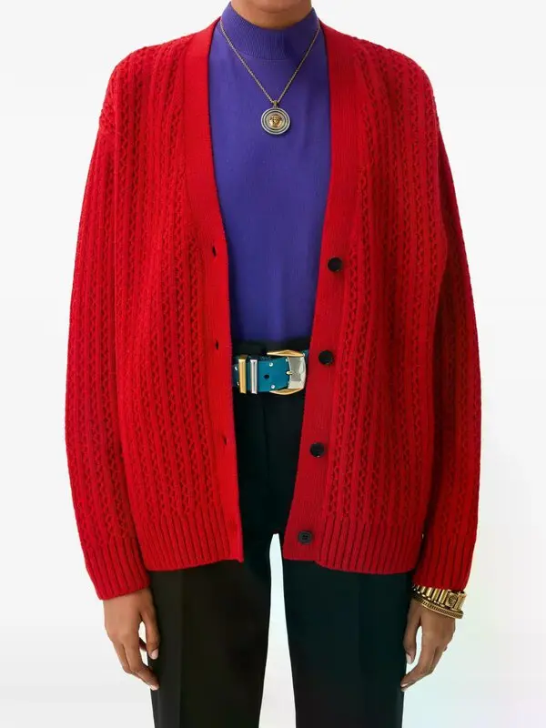 Versace Embroidered Wool & Cashmere Knit Cardigan